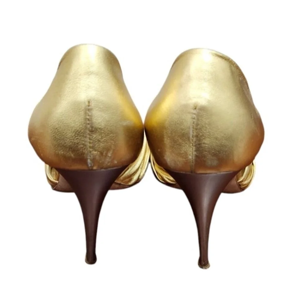 Giuseppe Zanotti | Shoes | Giuseppe Zanotti Gold Peep Toe Pumps Size Eu ...